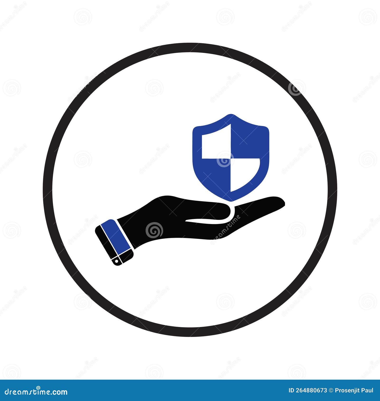 Security on hand icon stock vector. Illustration of sign - 264880673