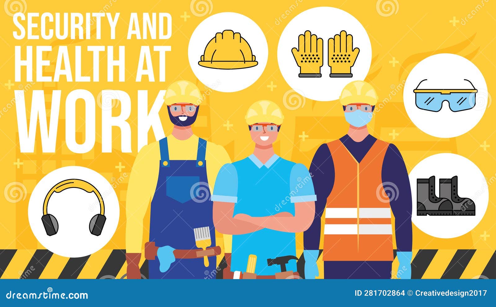 Security and Health at Work Banner Stock Vector - Illustration of ...
