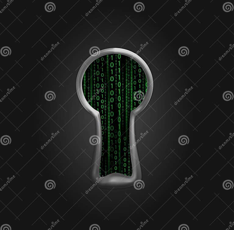 Security Hole with Binary Code Stock Vector - Illustration of metal ...