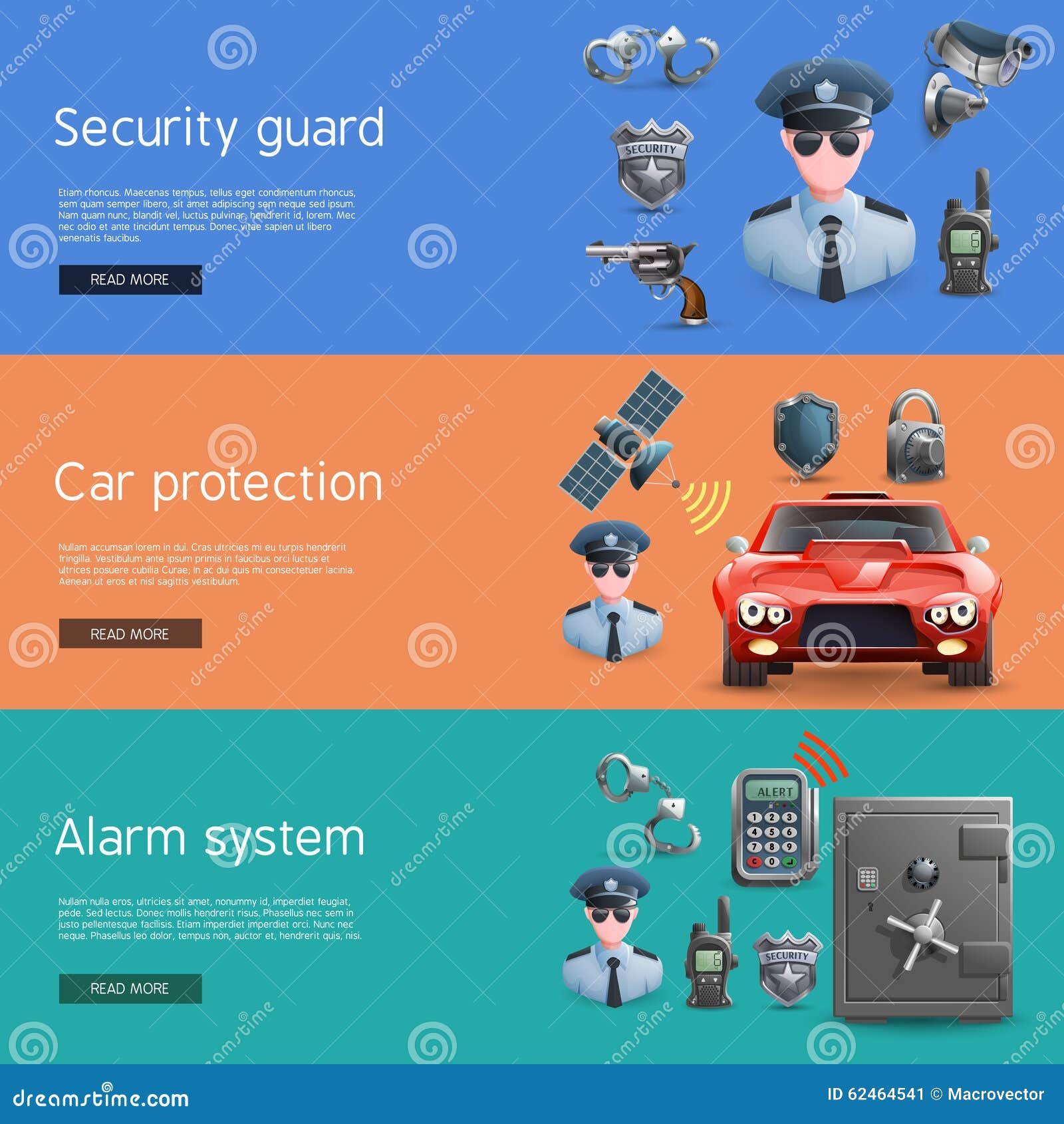 Security Horizontal Banners Set Stock Vector - Illustration of monitor ...