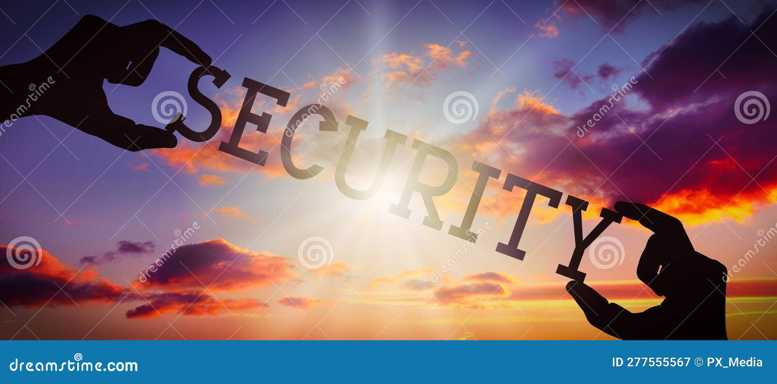 Security - Human Hands Holding Black Silhouette Word Stock Image ...