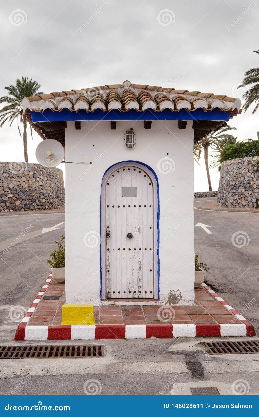 Security hut in road stock image. Image of exterior - 146028611