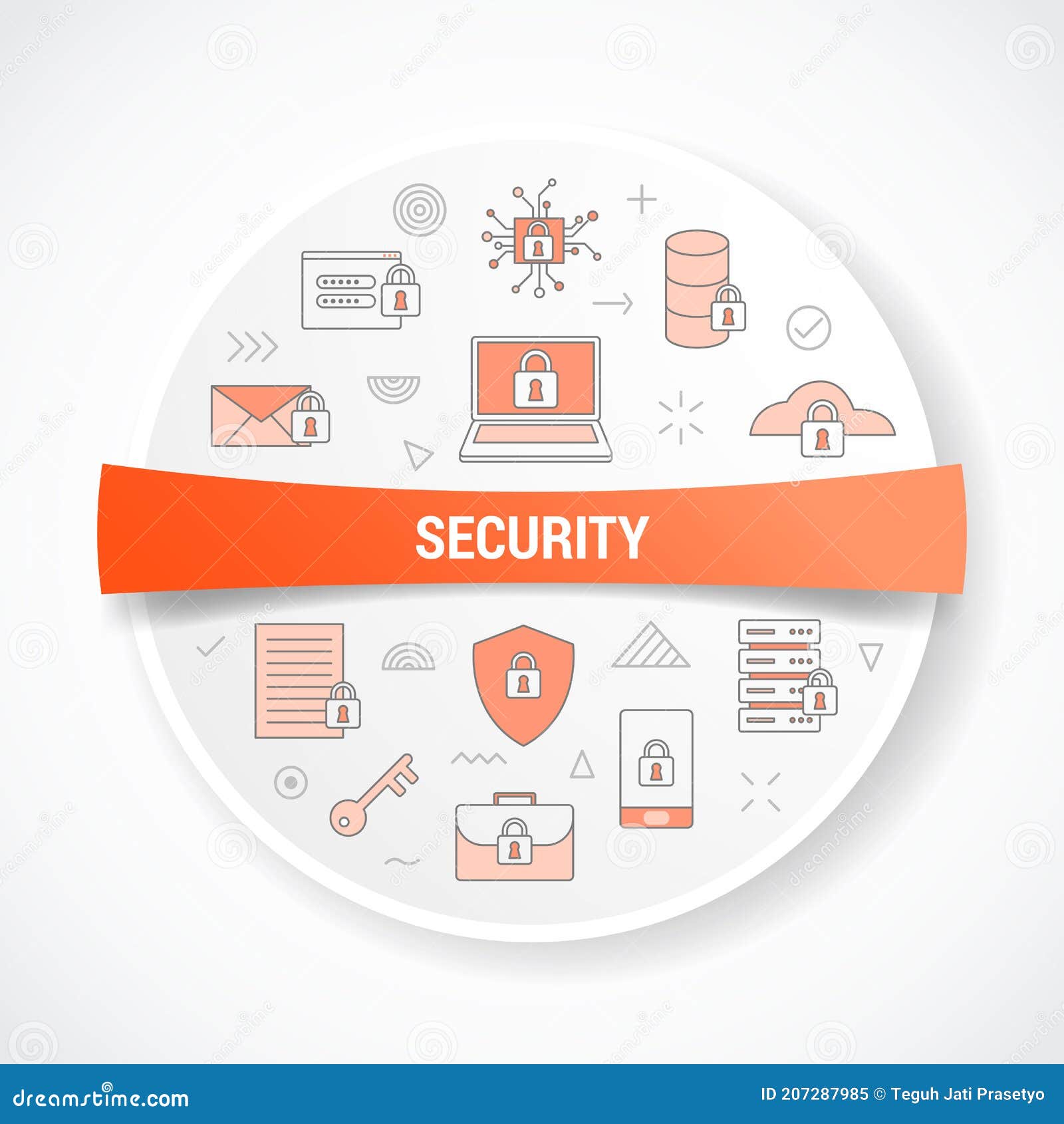 Security with Icon Concept with Round or Circle Shape Stock ...