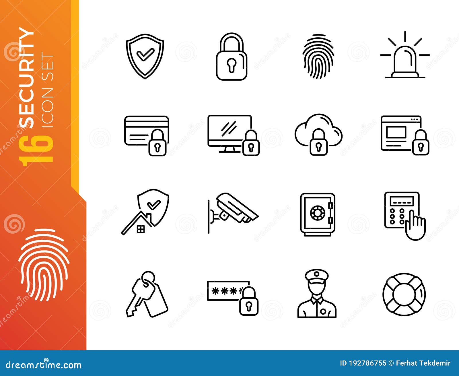 Minimal Security Line Icon Set Stock Vector - Illustration of graphic ...