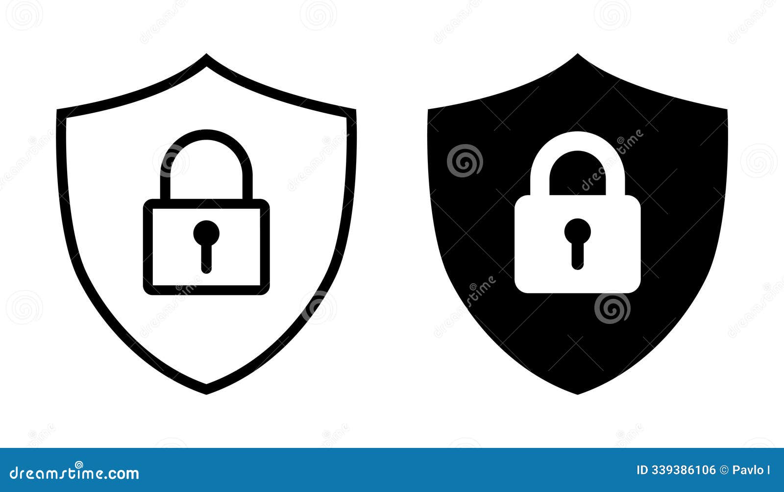 Security Icon Set, Security Icon with Shield and Lock Sign Stock Vector ...