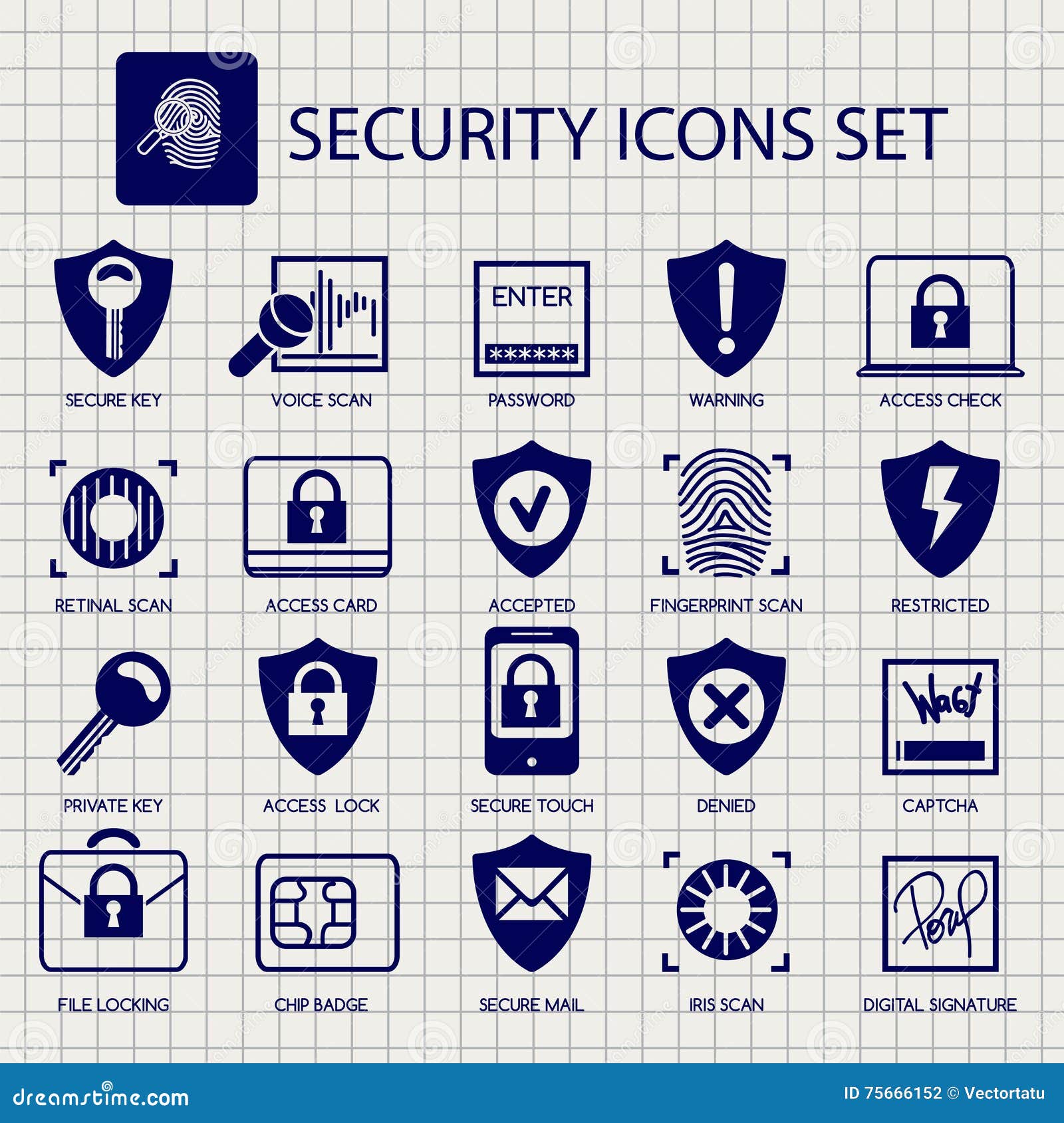 Security Icons on Notebook Page Stock Vector - Illustration of ...