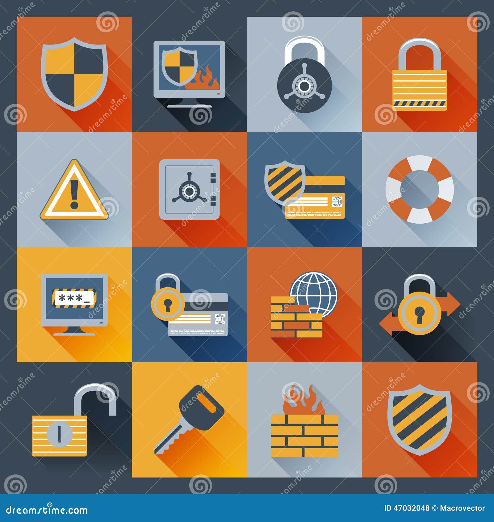 Security icons set flat stock vector. Illustration of flat - 47032048