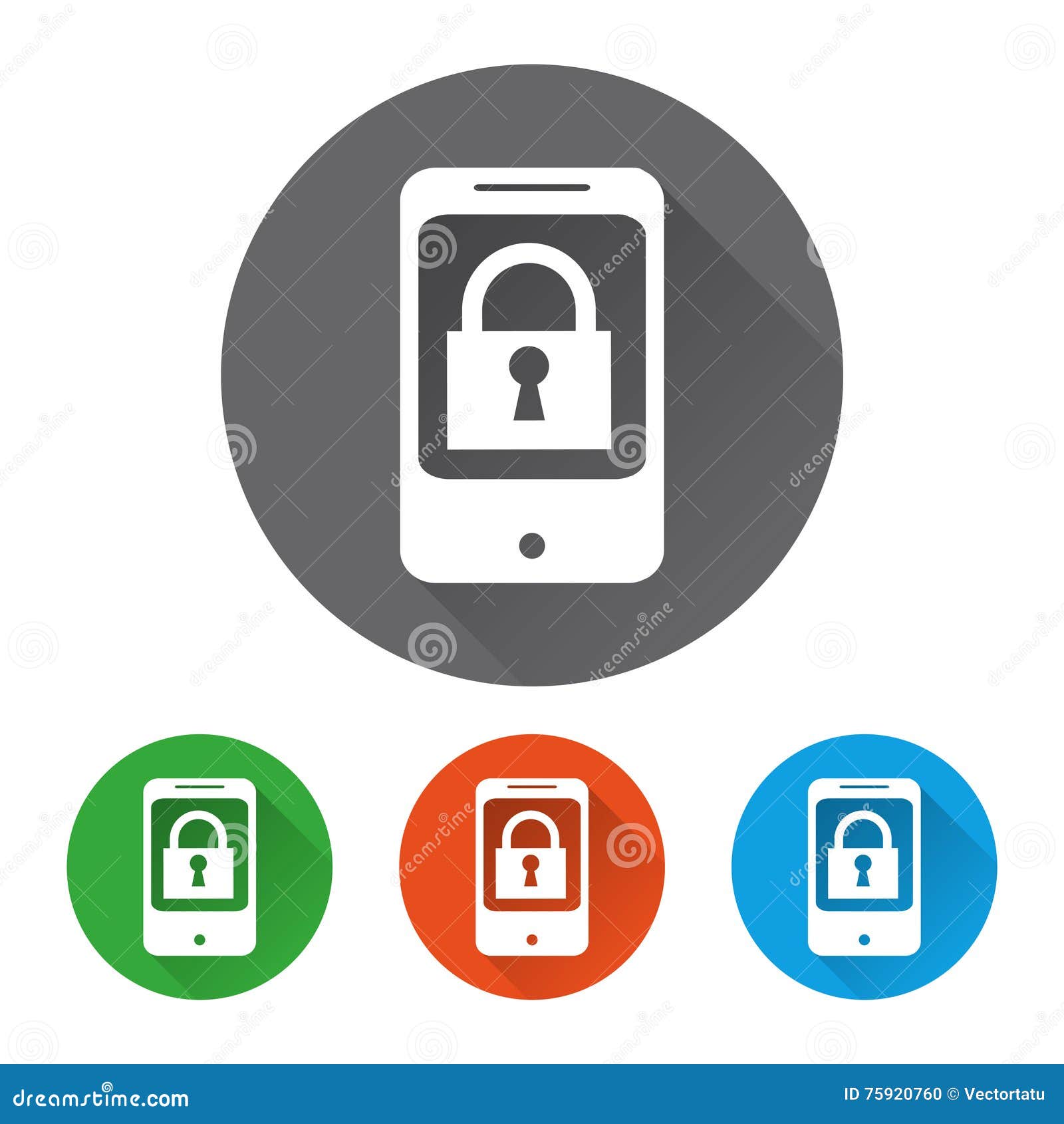Security Icons Set with Phone Stock Vector - Illustration of grey ...