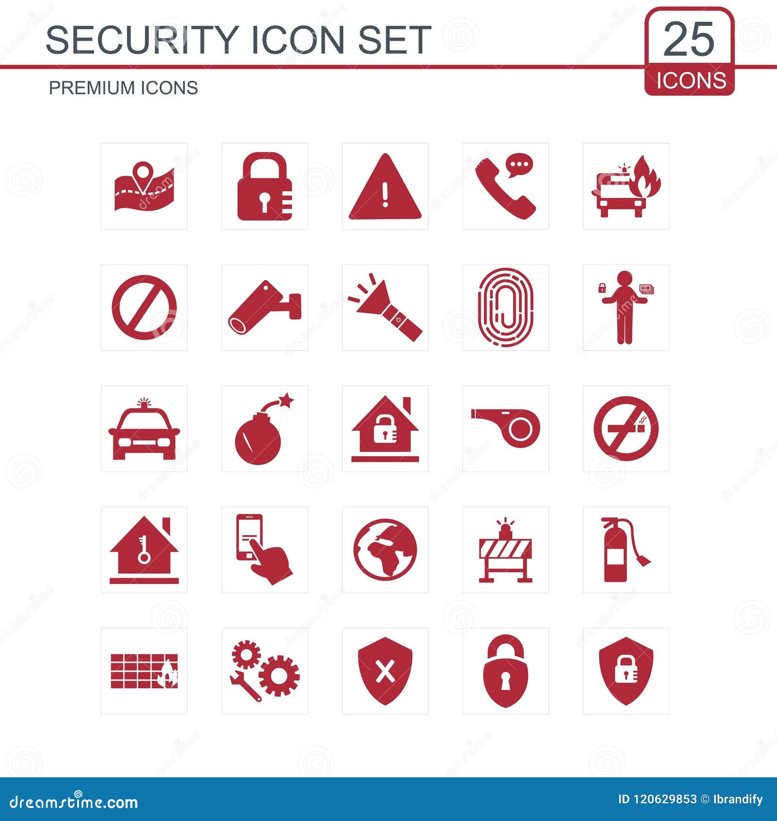 Security icons set red stock vector. Illustration of cyber - 120629853