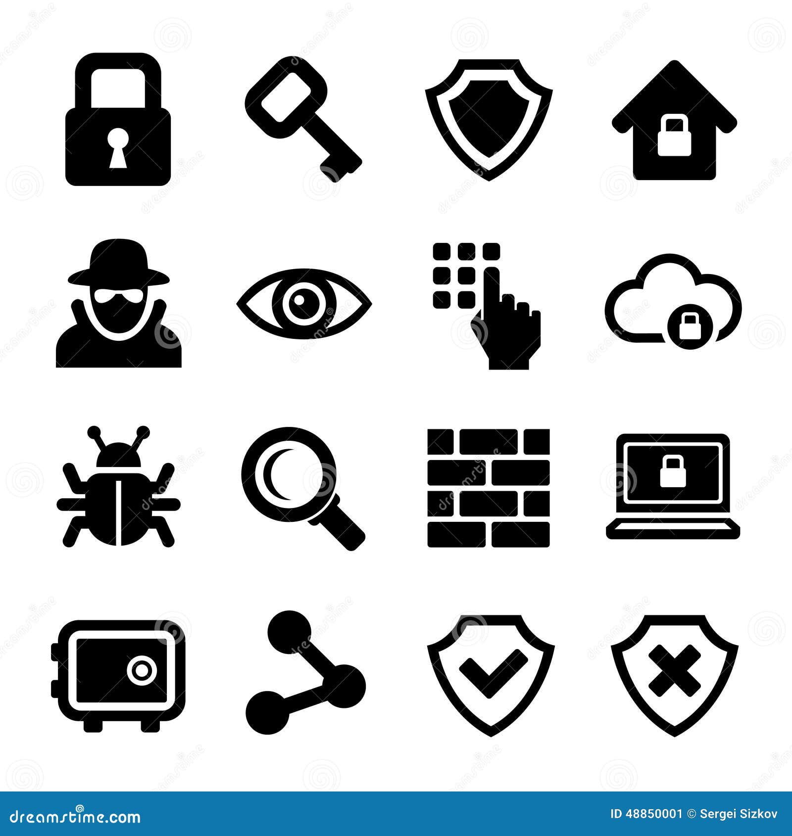Security Icons Set stock vector. Illustration of shattered - 48850001
