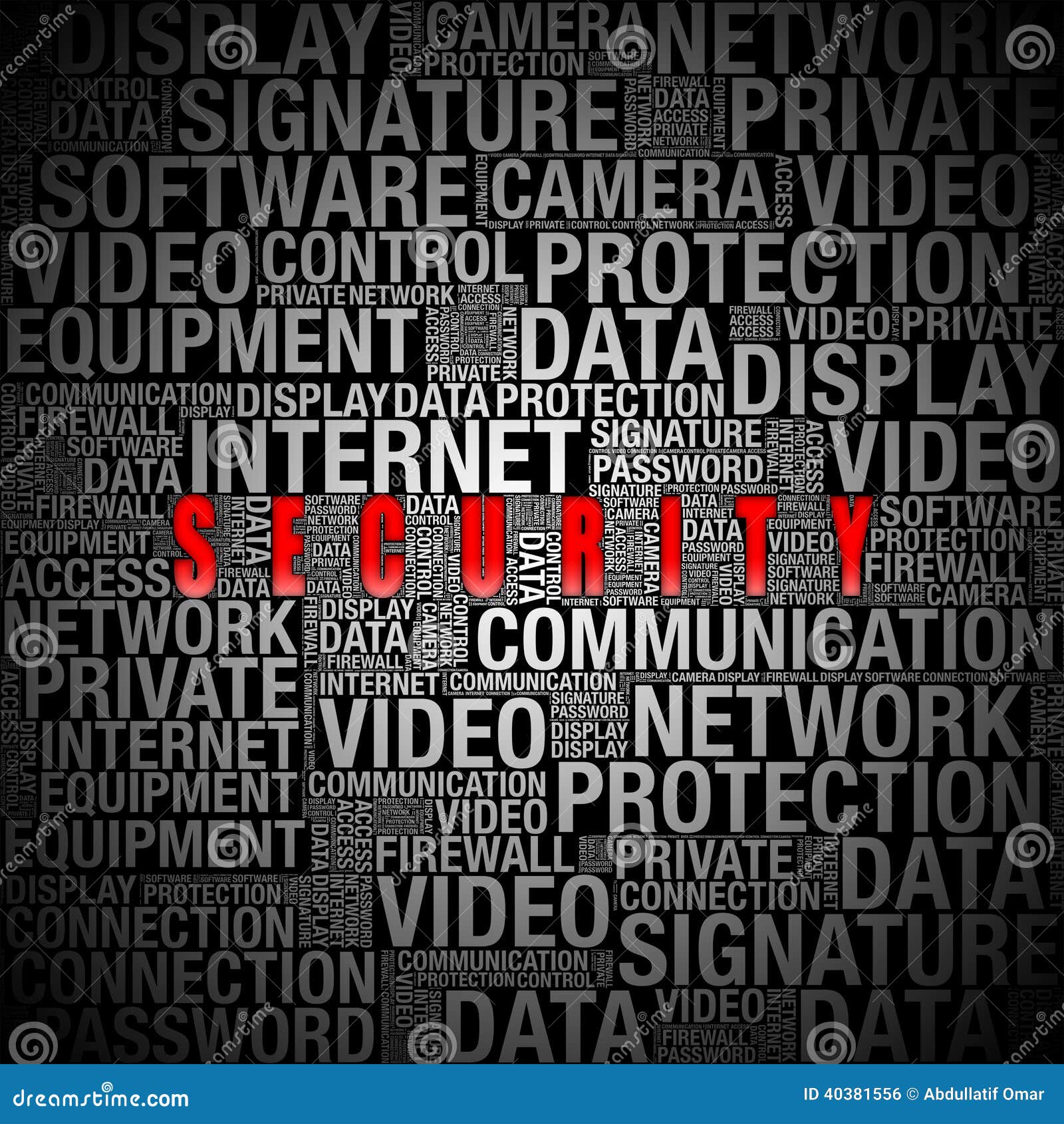 Security Info in Word Collage Stock Illustration - Illustration of blue ...