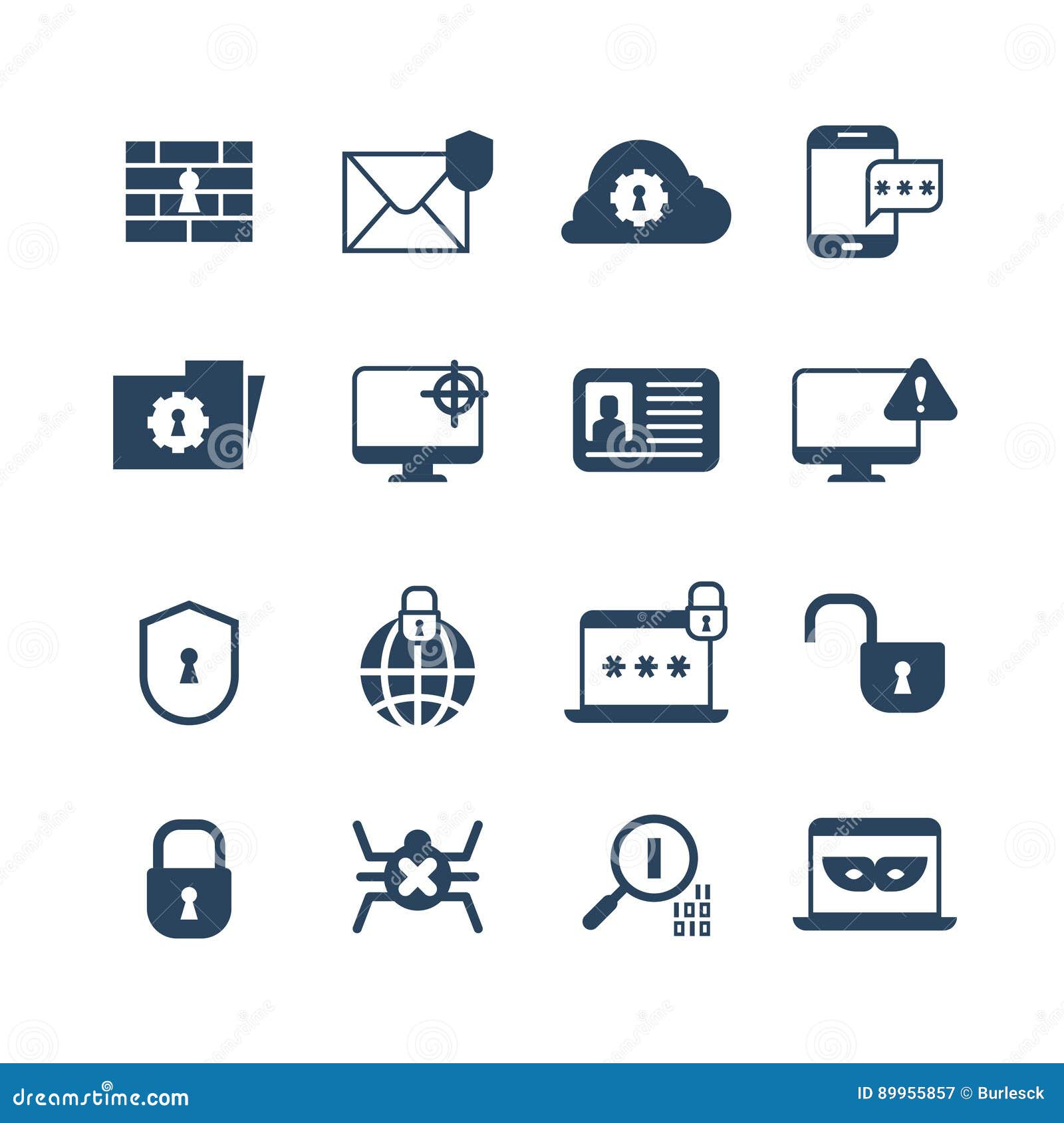 Security Information System, Web Protection Vector Icons Stock Vector ...
