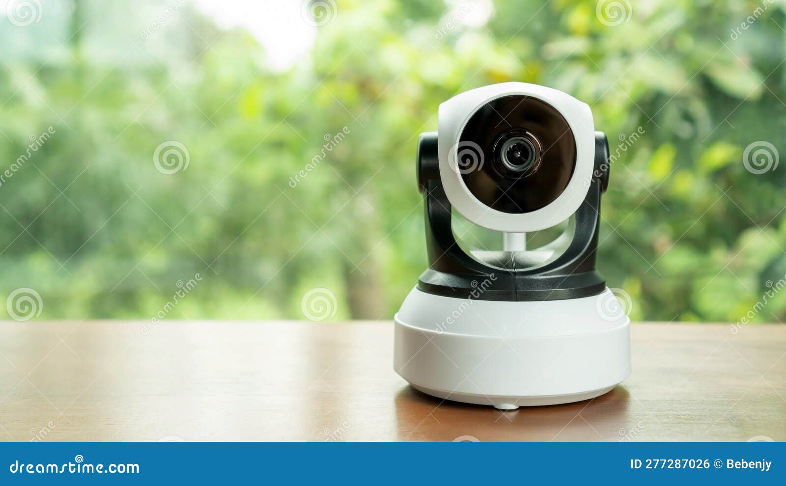 The Security IP Camera on a Wooden Table Stock Photo - Image of privacy ...