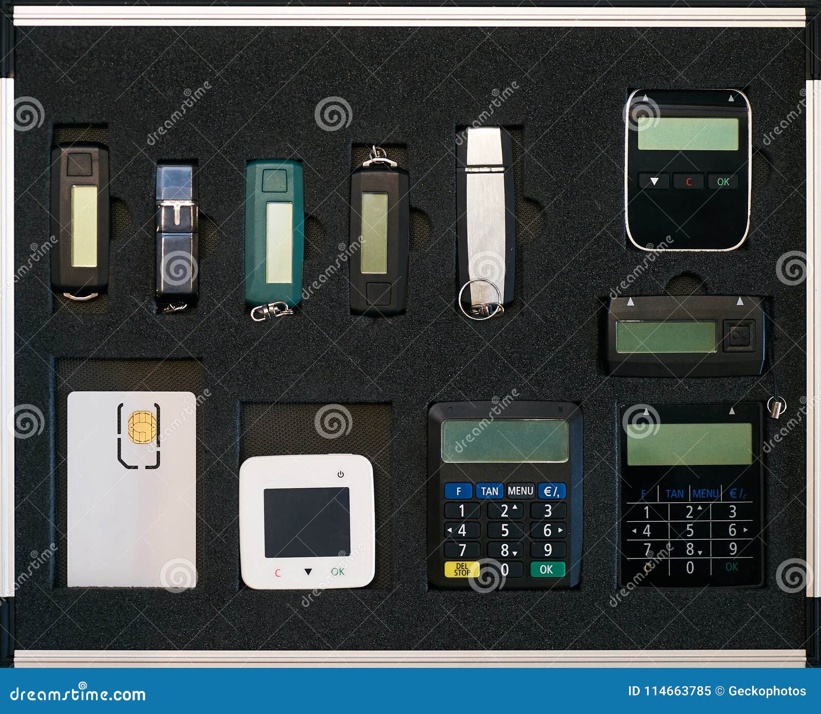 Security Key Flash Stick and Other Banking Security System Set Stock ...