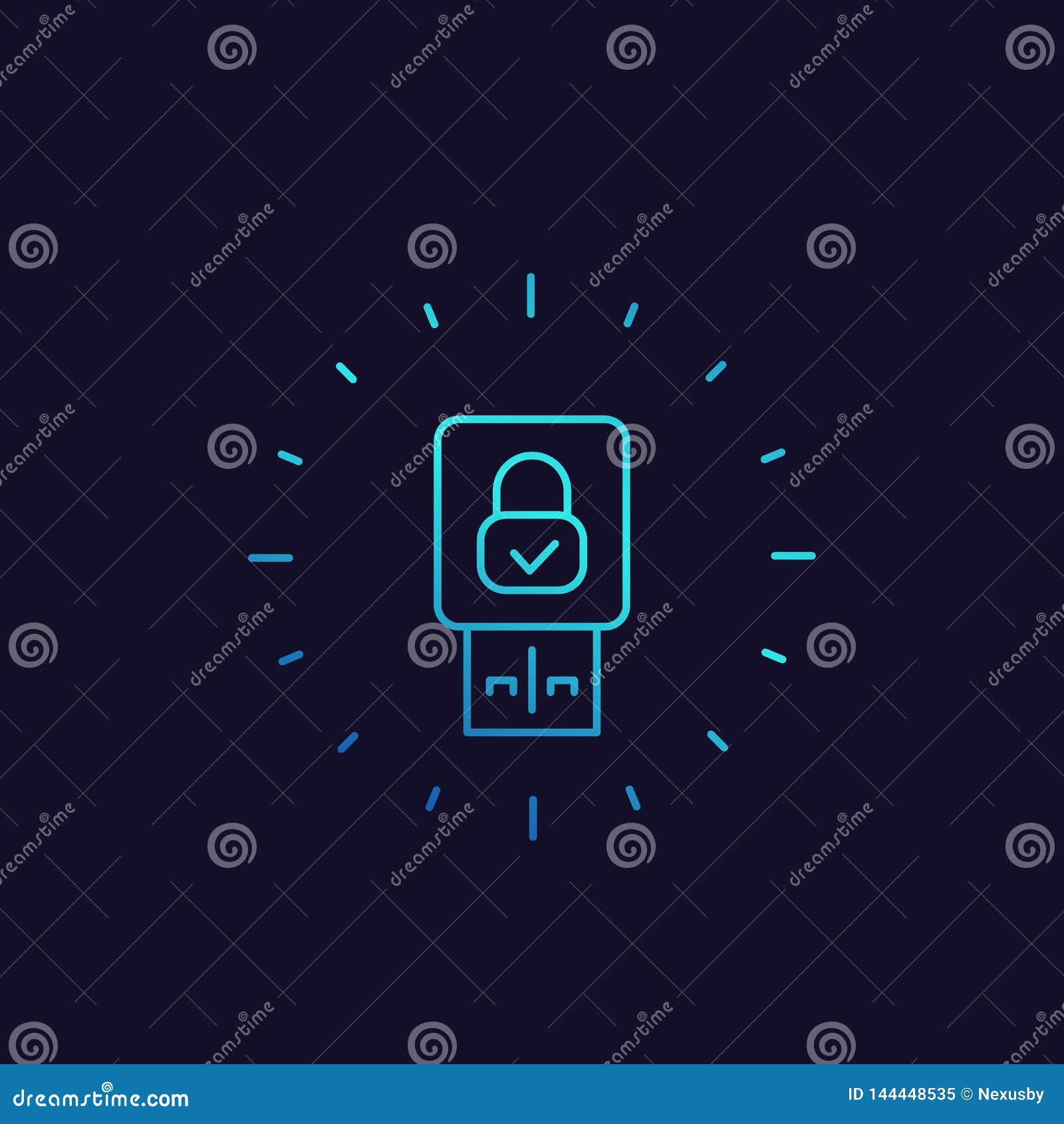 Security Key, Usb Stick Vector Linear Icon Stock Vector - Illustration ...