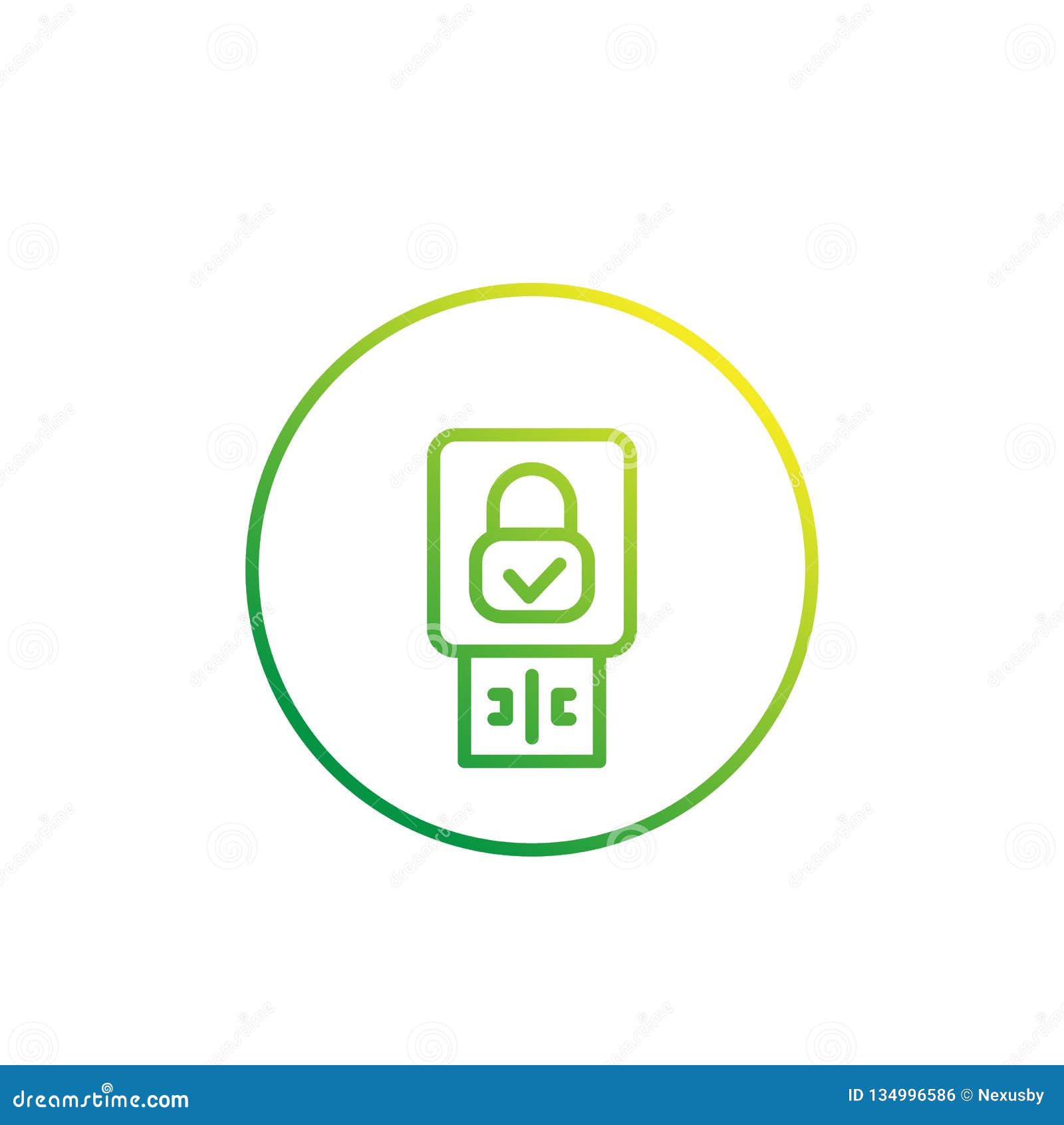 Security Key, Usb Stick Vector Linear Icon on White Stock Vector ...