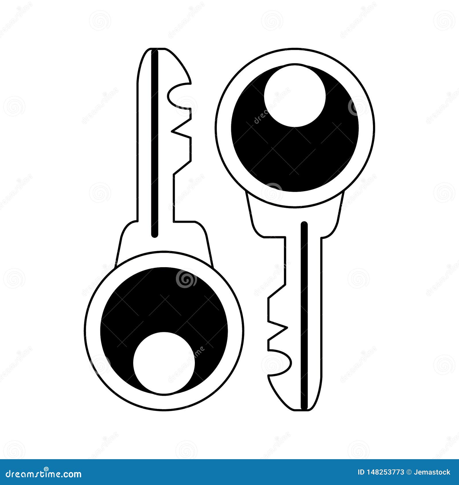 Security Keys Symbol Isolated in Black and White Stock Vector ...
