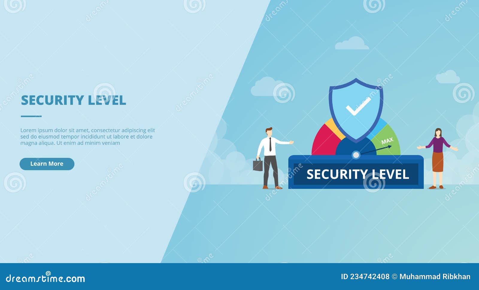 Security Level Concept for Website Landing Homepage Template Banner or ...