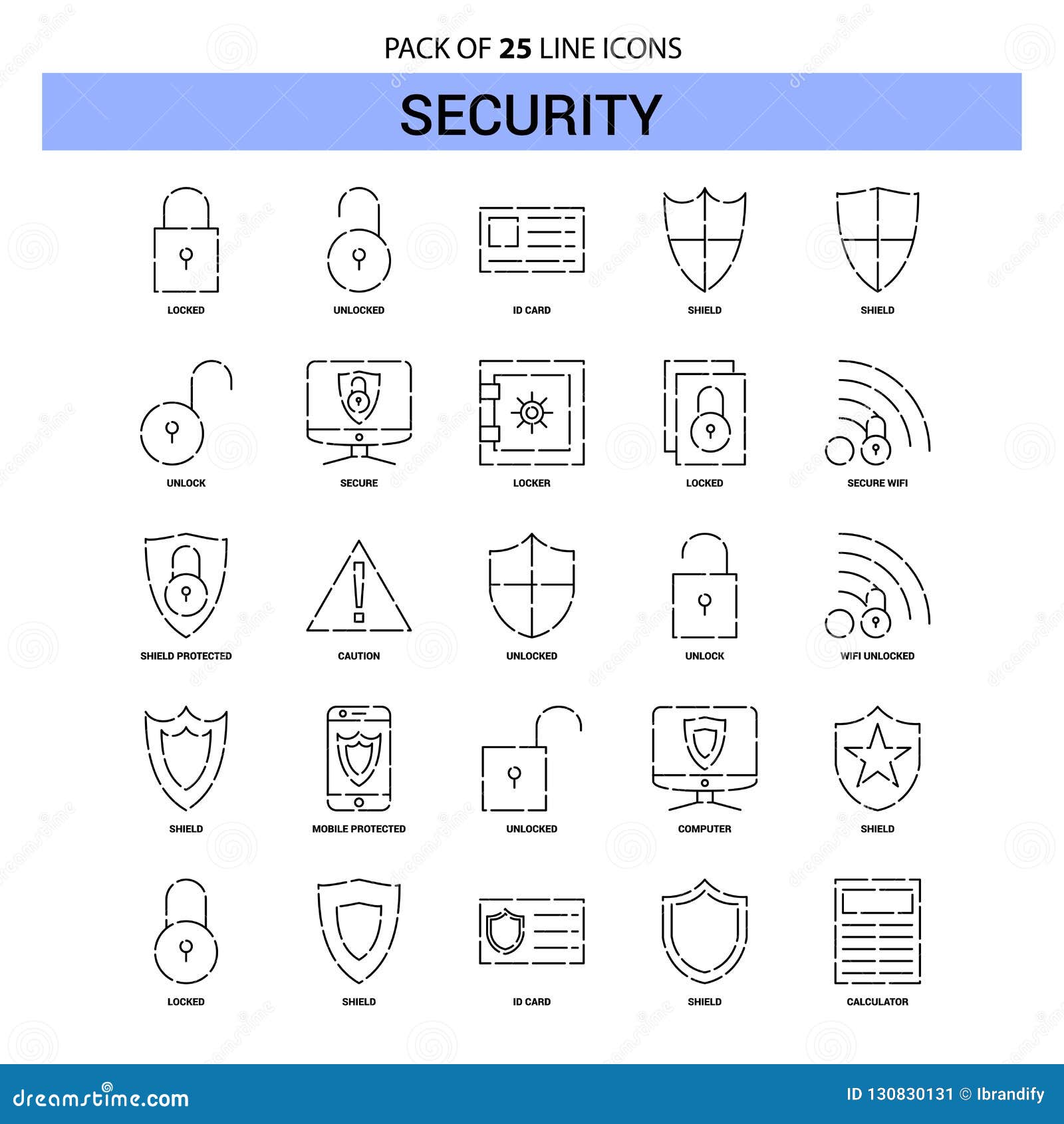 Security Line Icon Set - 25 Dashed Outline Style Stock Vector ... Security Line Icon Set - 25 Dashed Outline Style Stock Vector ...