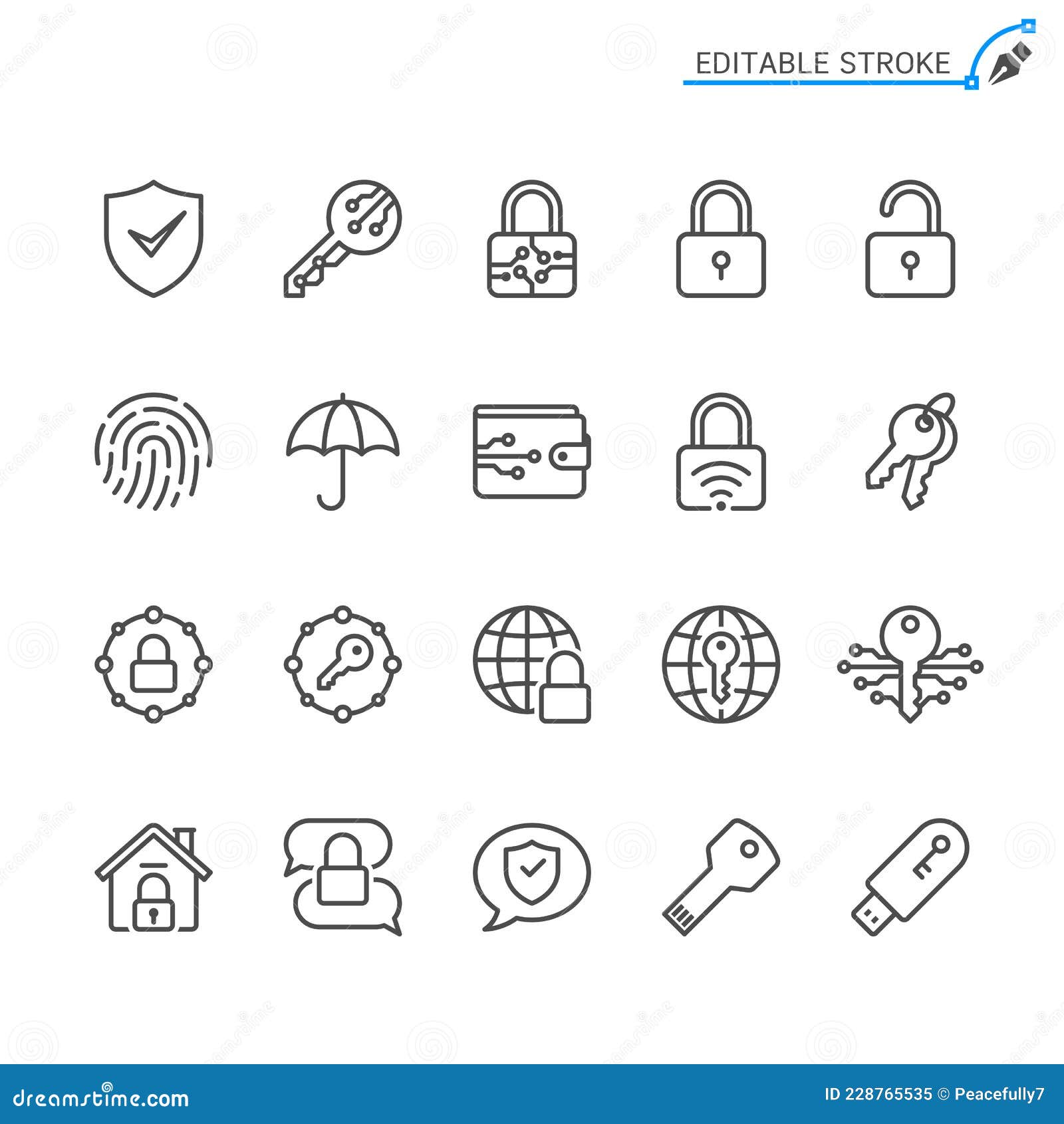 Security Line Icons Collection. Firewall, Encryption, Authorization ...