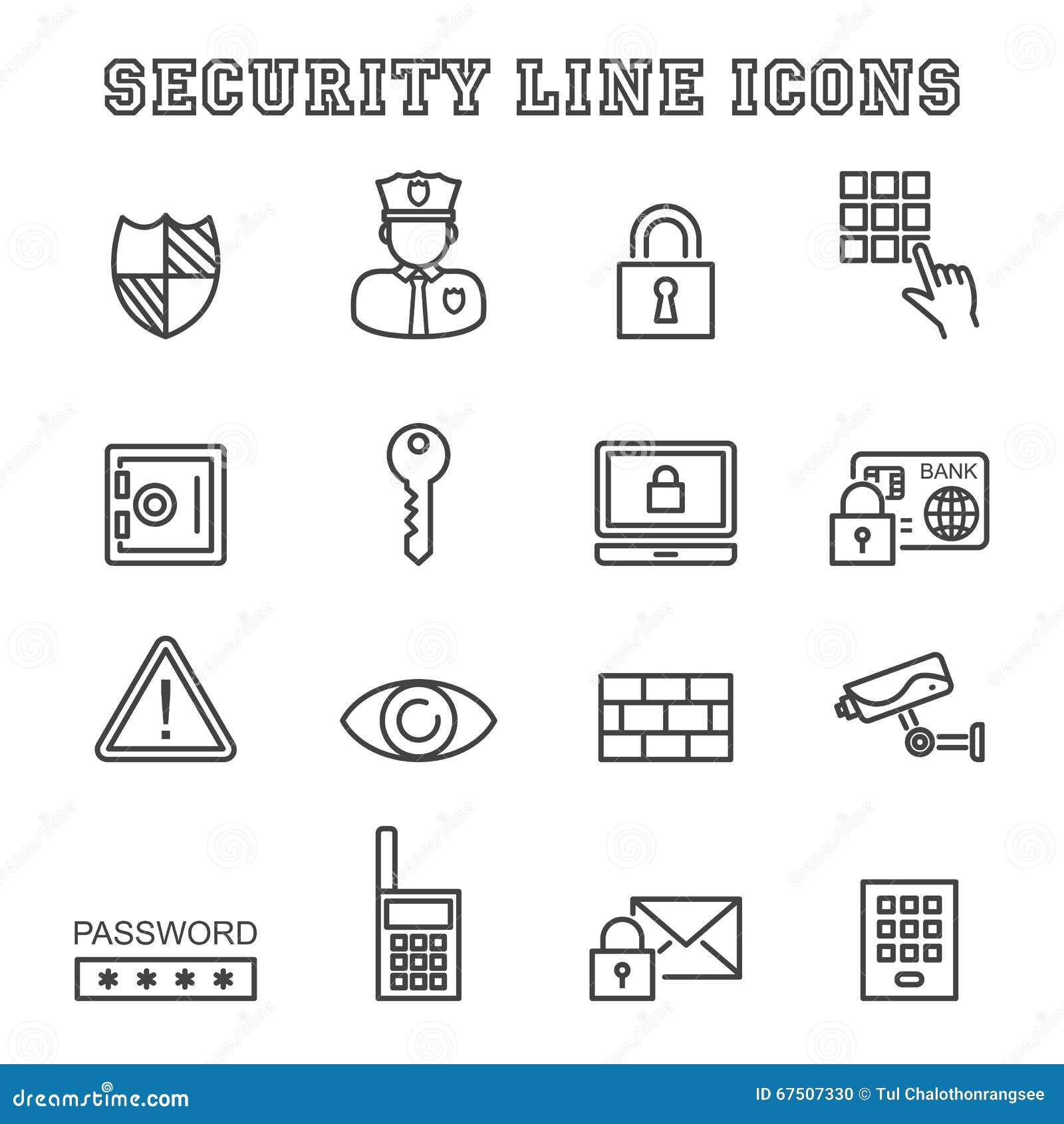 Security line icons stock vector. Illustration of camera - 67507330