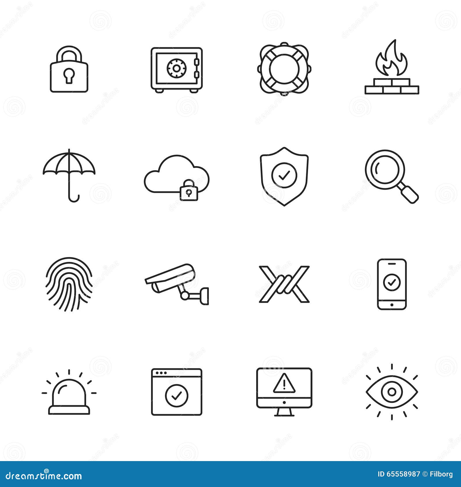 Security Line Icons Collection. Firewall, Encryption, Authorization ...