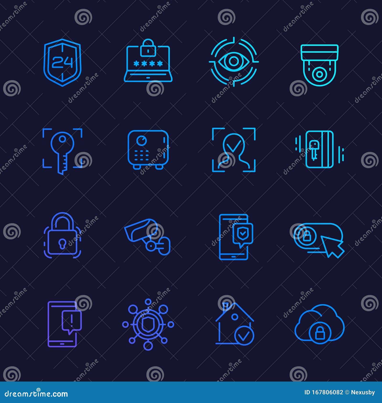 Security line icons set stock vector. Illustration of modern - 167806082
