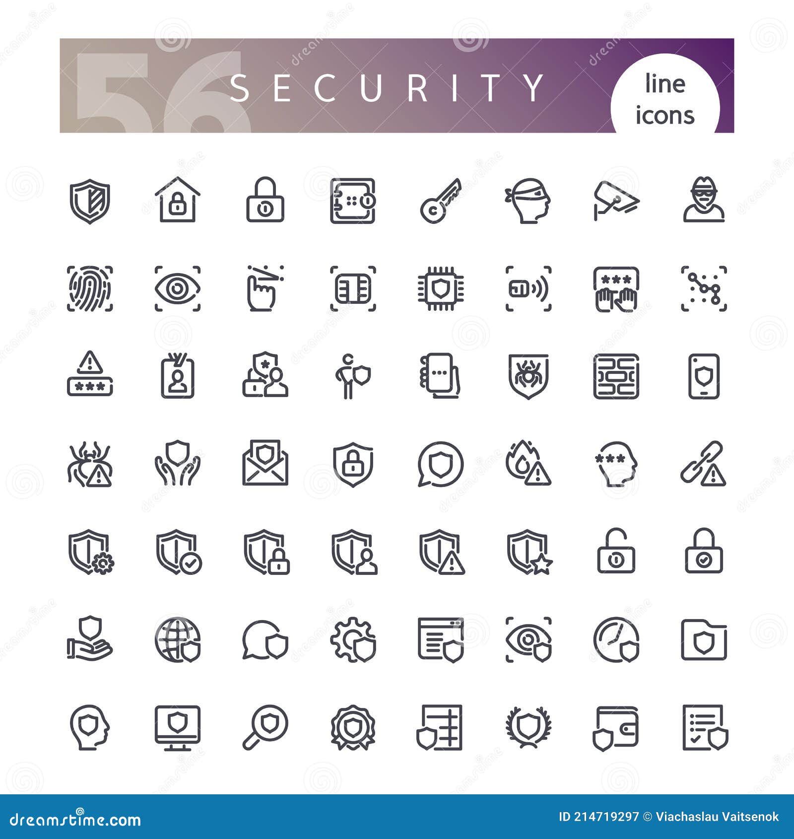 Security Line Icons Set stock vector. Illustration of secure - 214719297
