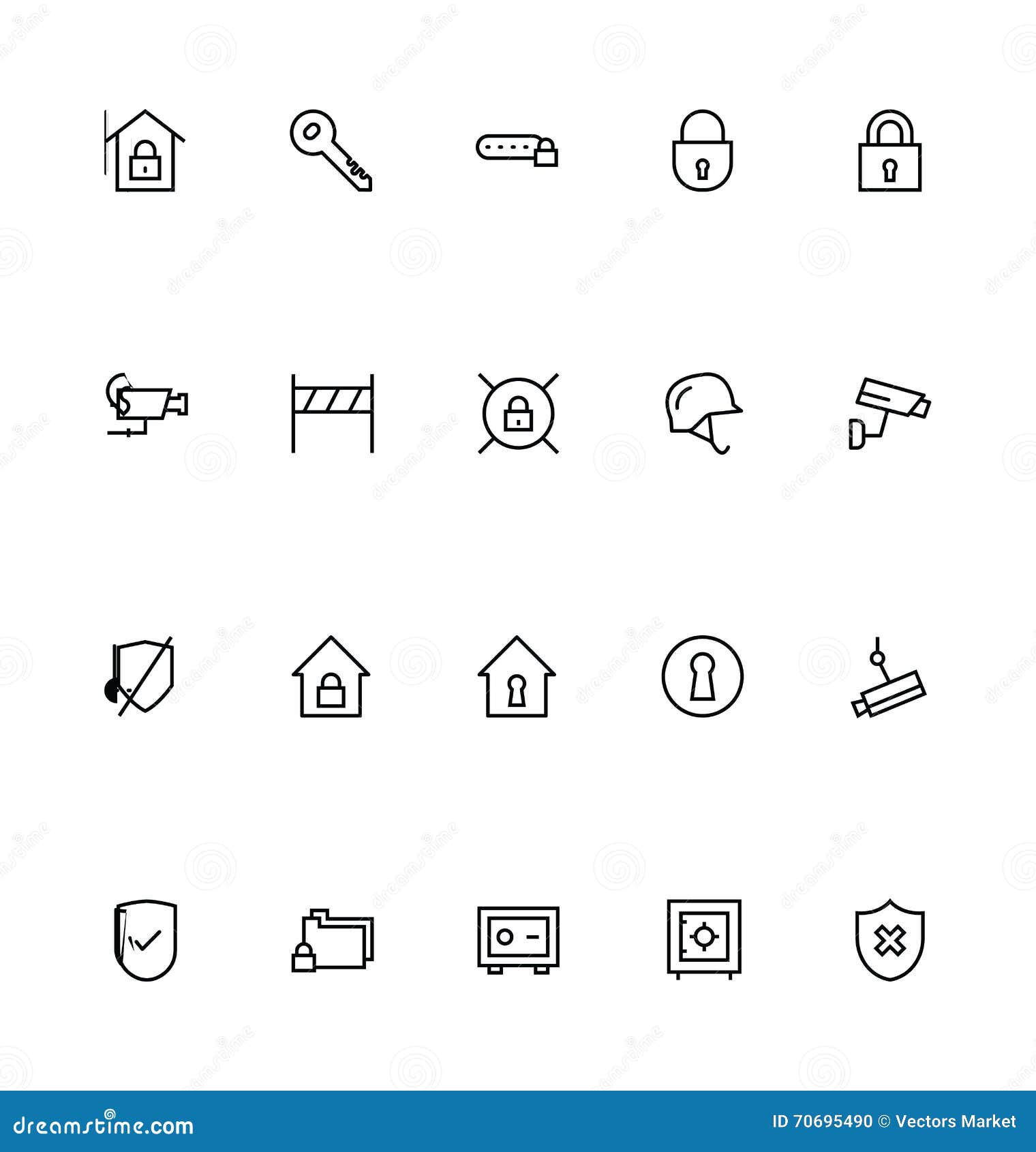 Security Line Vector Icons 6 Stock Illustration - Illustration of hard ...