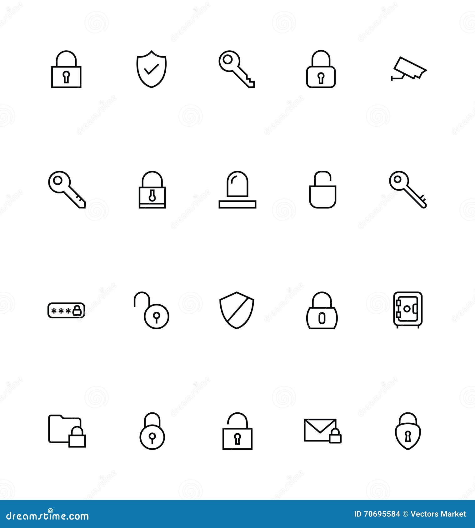 Security Line Vector Icons 1 Stock Illustration - Illustration of data ...