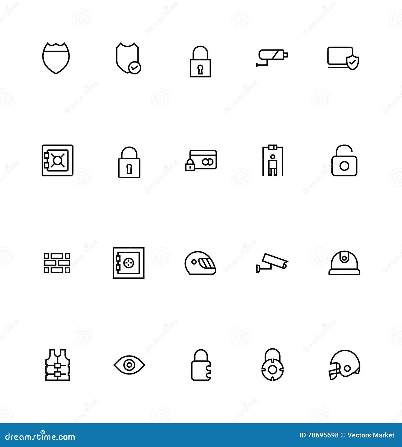 Security Line Vector Icons 4 Stock Illustration - Illustration of ...