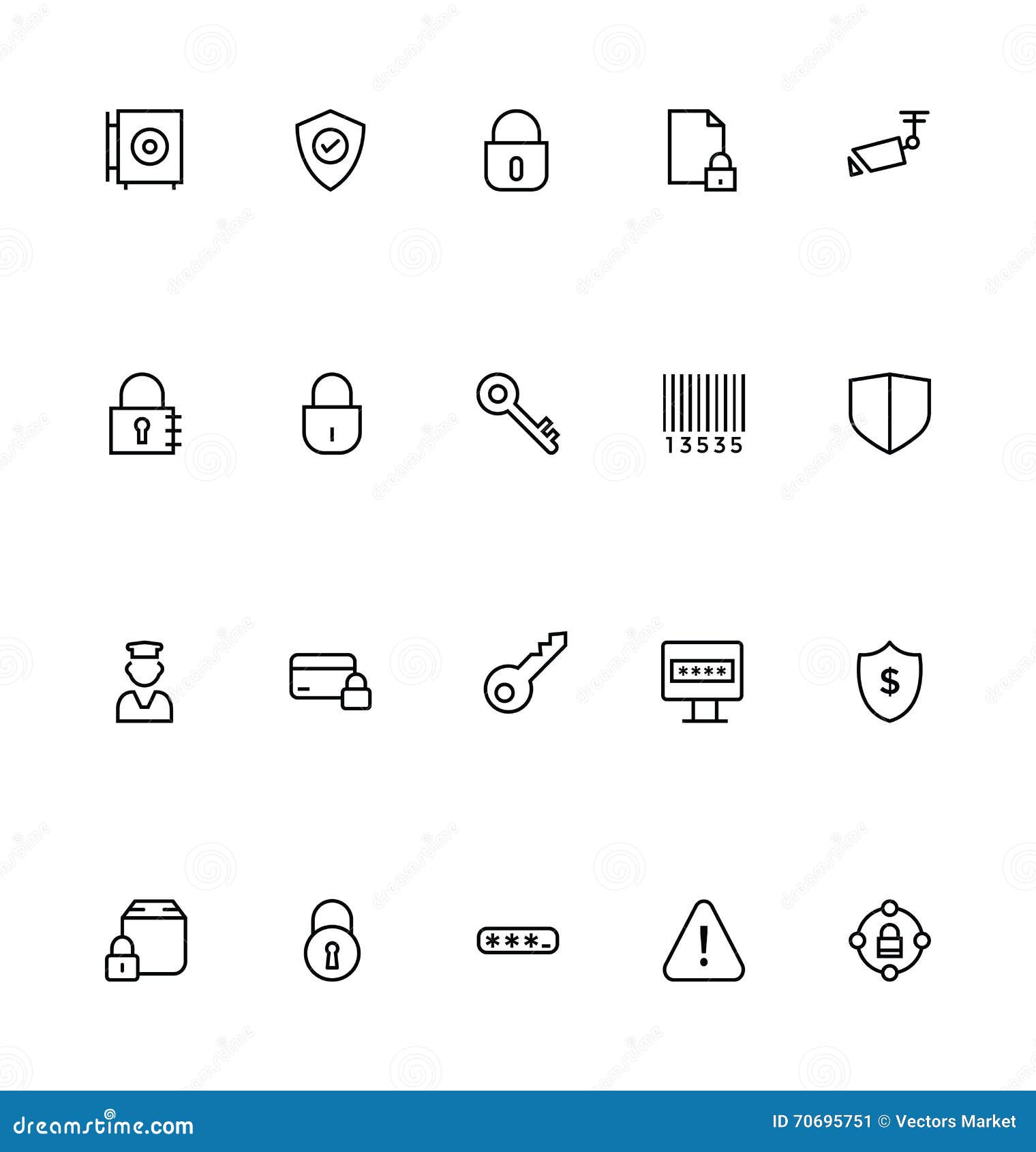 Security Line Vector Icons 2 Stock Illustration - Illustration of ...