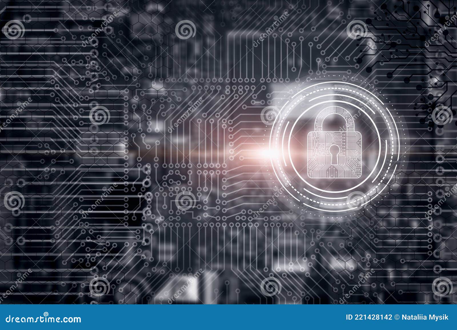 Security Lock on the Background of the Computer Board Stock Photo ...