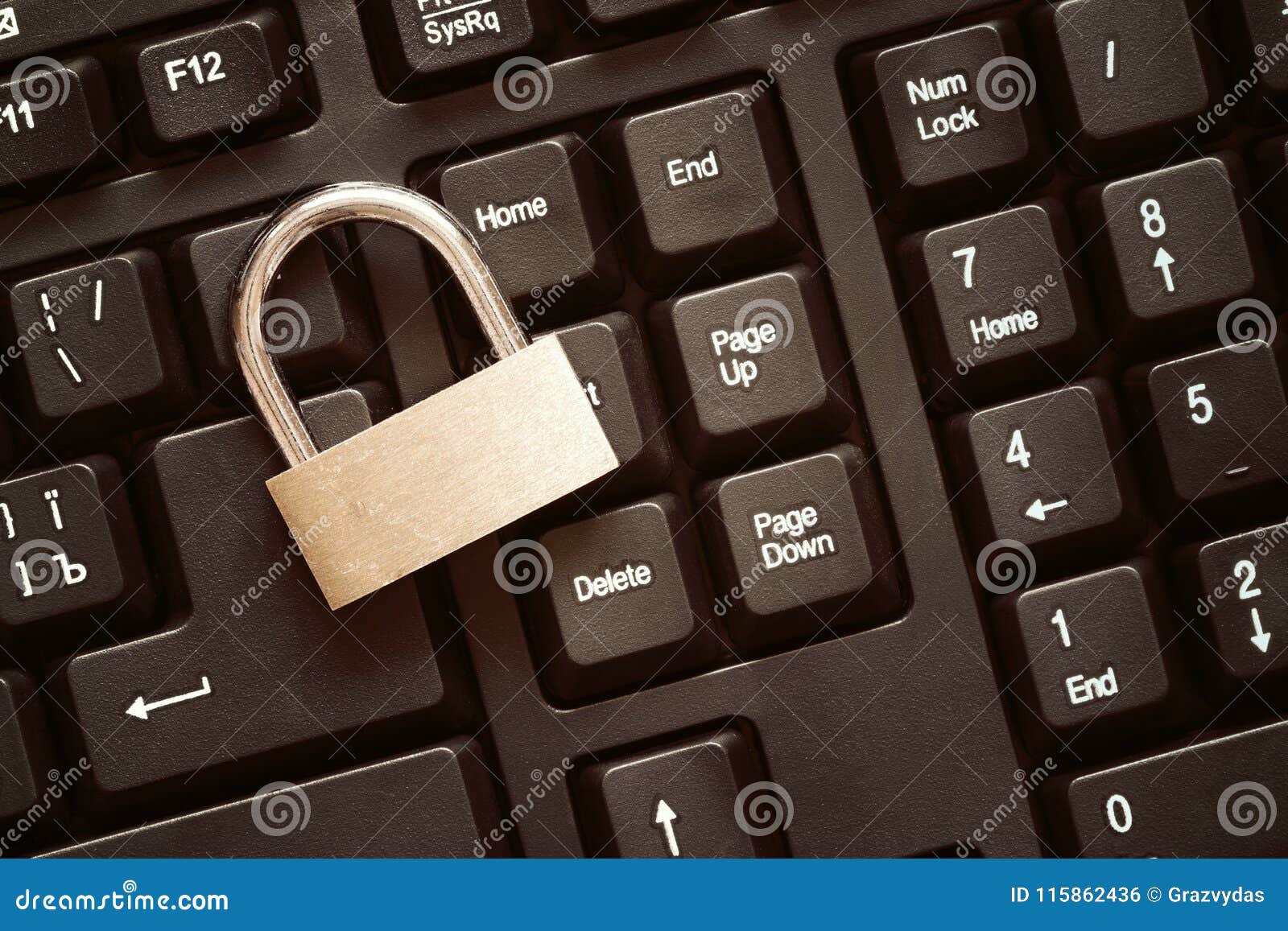 Security Lock on Black Computer Keyboard Stock Photo - Image of keypad ...