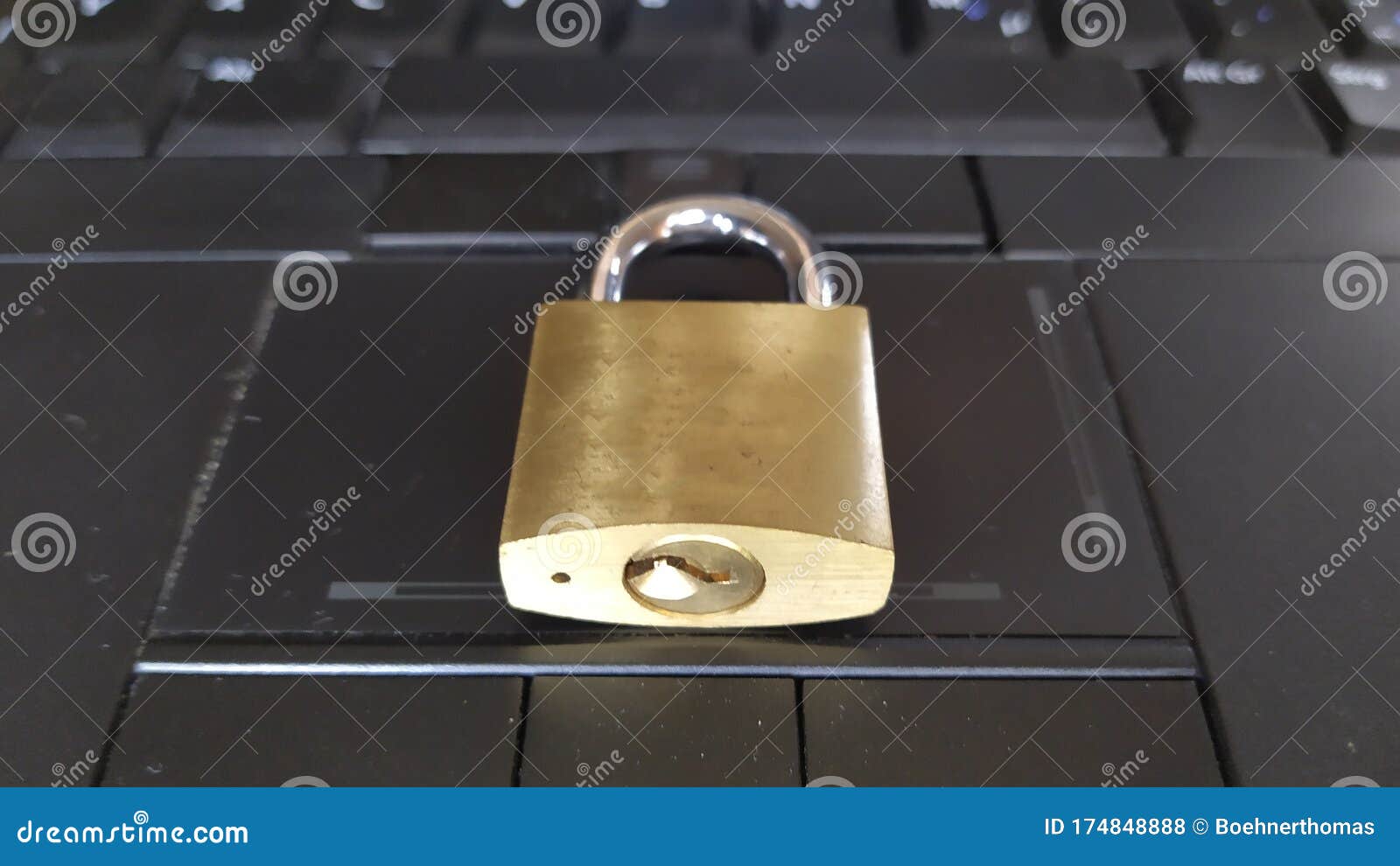 Security Lock on Black Computer Keyboard Stock Photo - Image of padlock ...