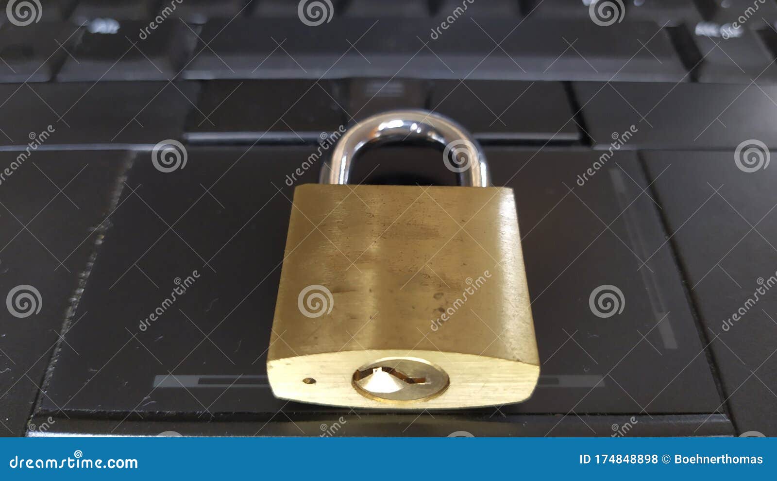Security Lock on Black Computer Keyboard Stock Photo - Image of symbol ...
