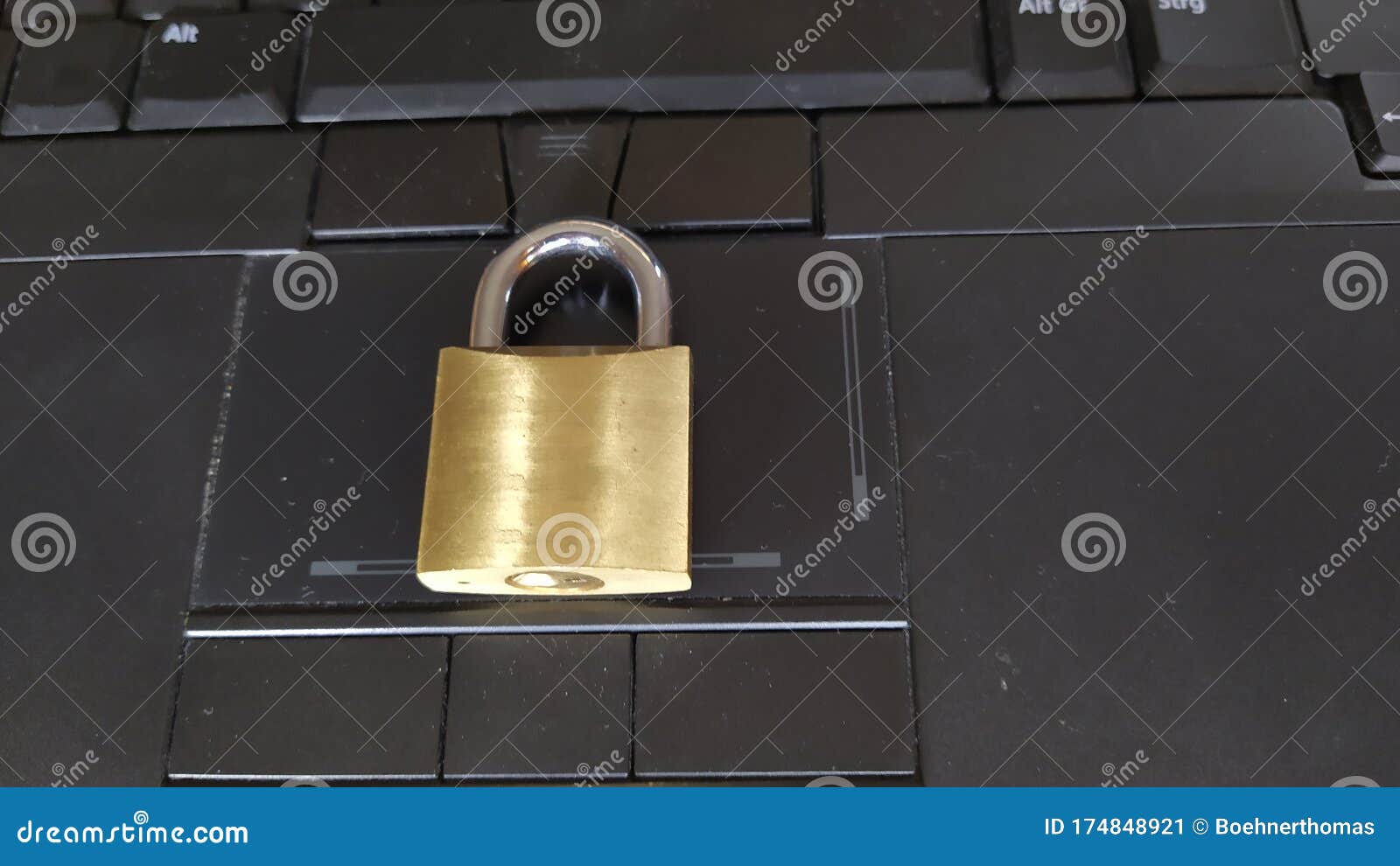 Security Lock on Black Computer Keyboard Stock Image - Image of safety ...
