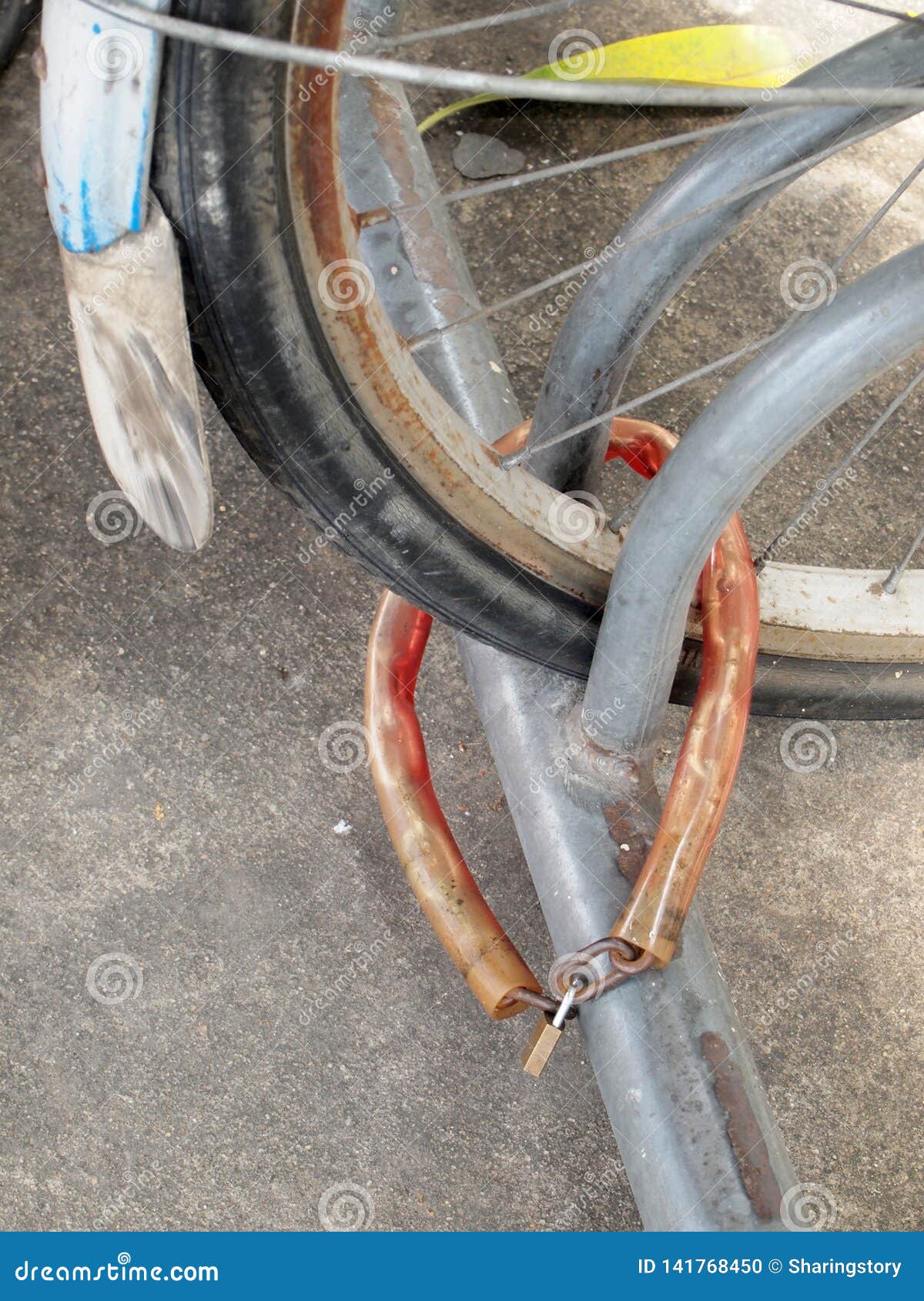 Security Lock Blocking the Bicycle Wheel Stock Photo - Image of bicycle ...