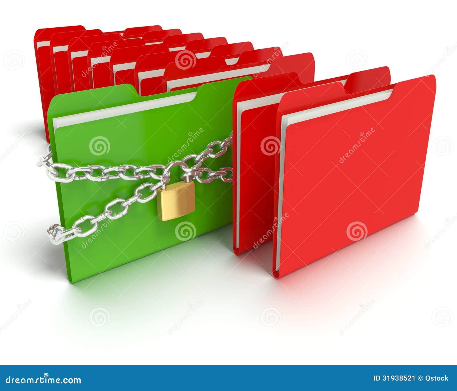 Security Lock and Chain with Folders Stock Illustration - Illustration ...