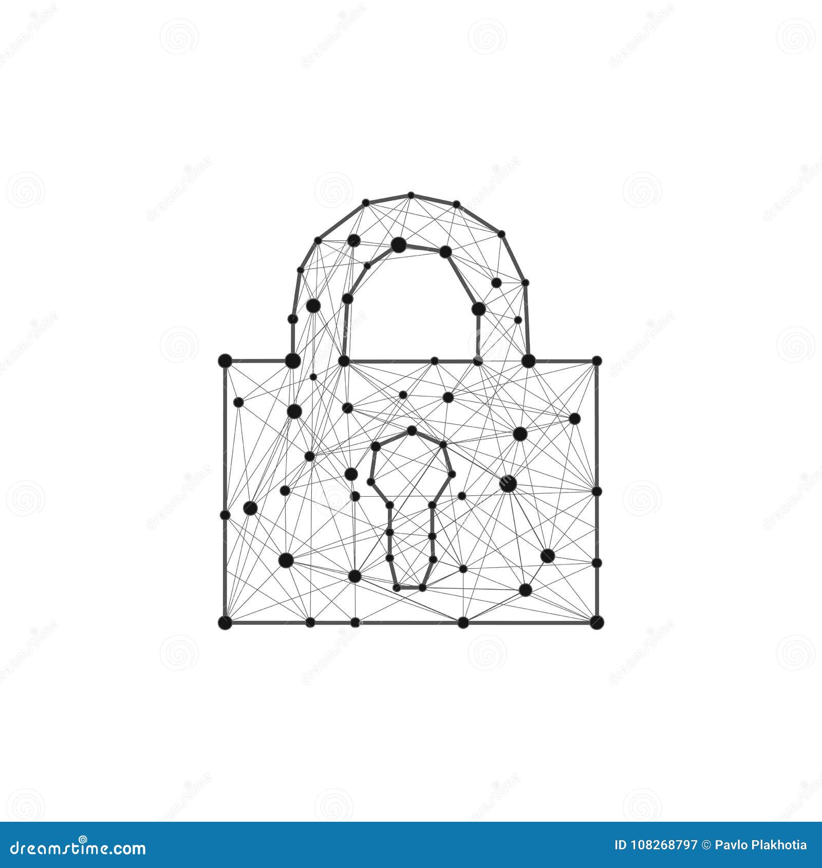Security Lock Composed of Polygons Lines and Dots. Concept of Data ...