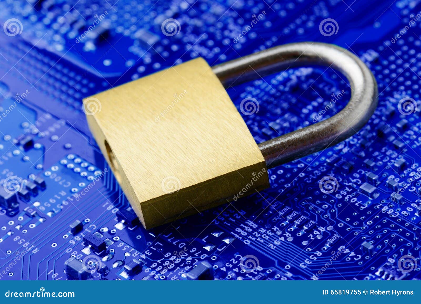 Security Lock on Computer Circuit Board Stock Image - Image of circuit ...