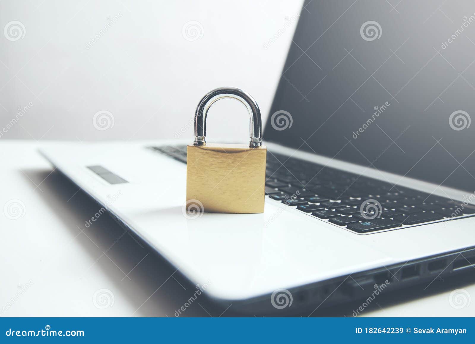 Security Lock on Computer Keyboard Stock Image - Image of blurred ...