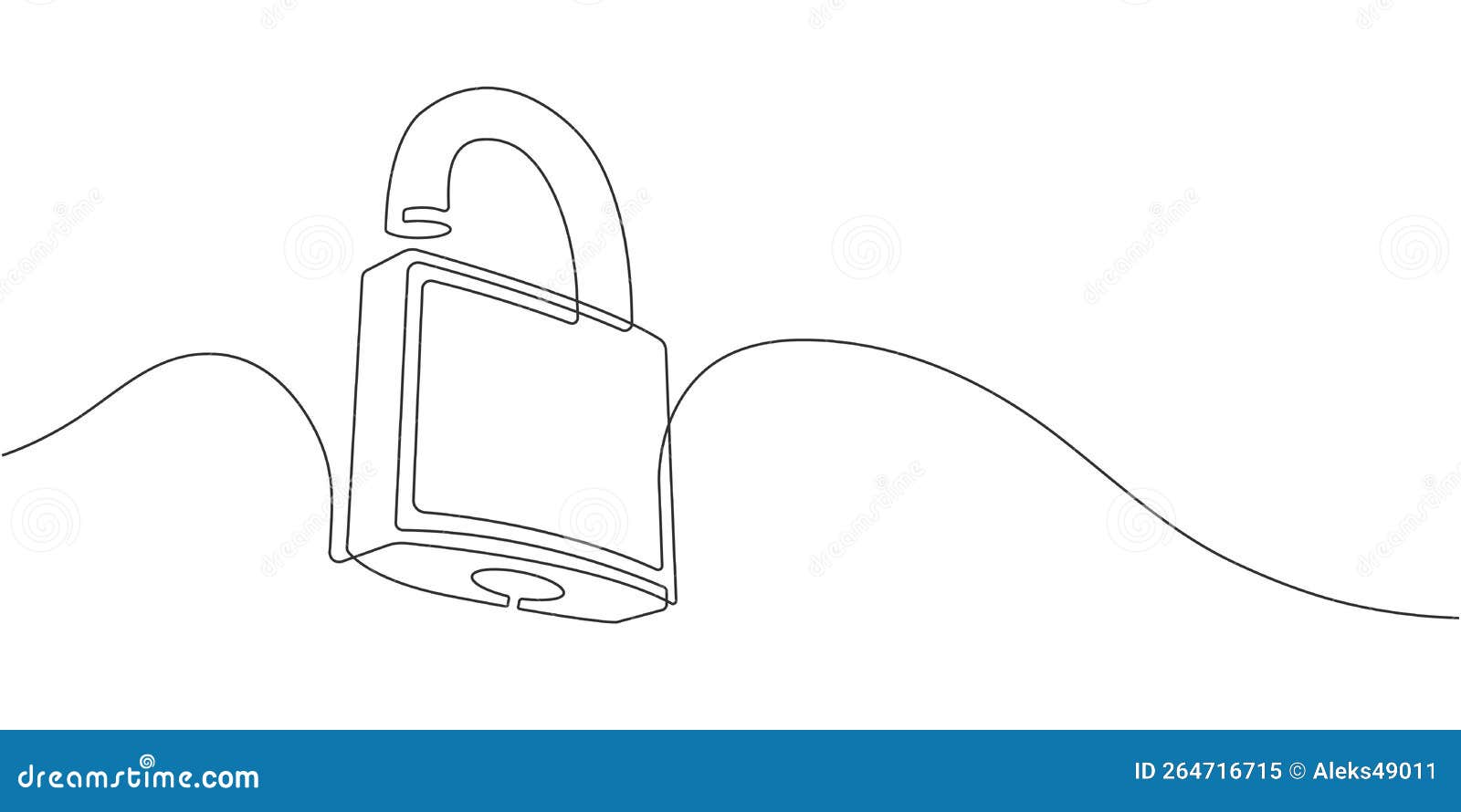 Security Lock.Continuous Line Drawing of Padlock.Vector Illustration ...