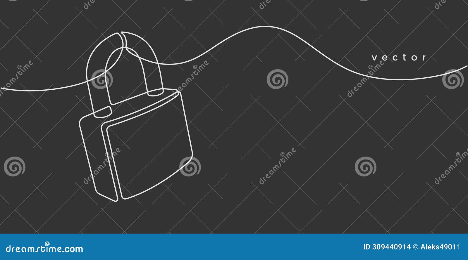 Security Lock.Continuous Line Drawing of Padlock.Vector Illustration ...