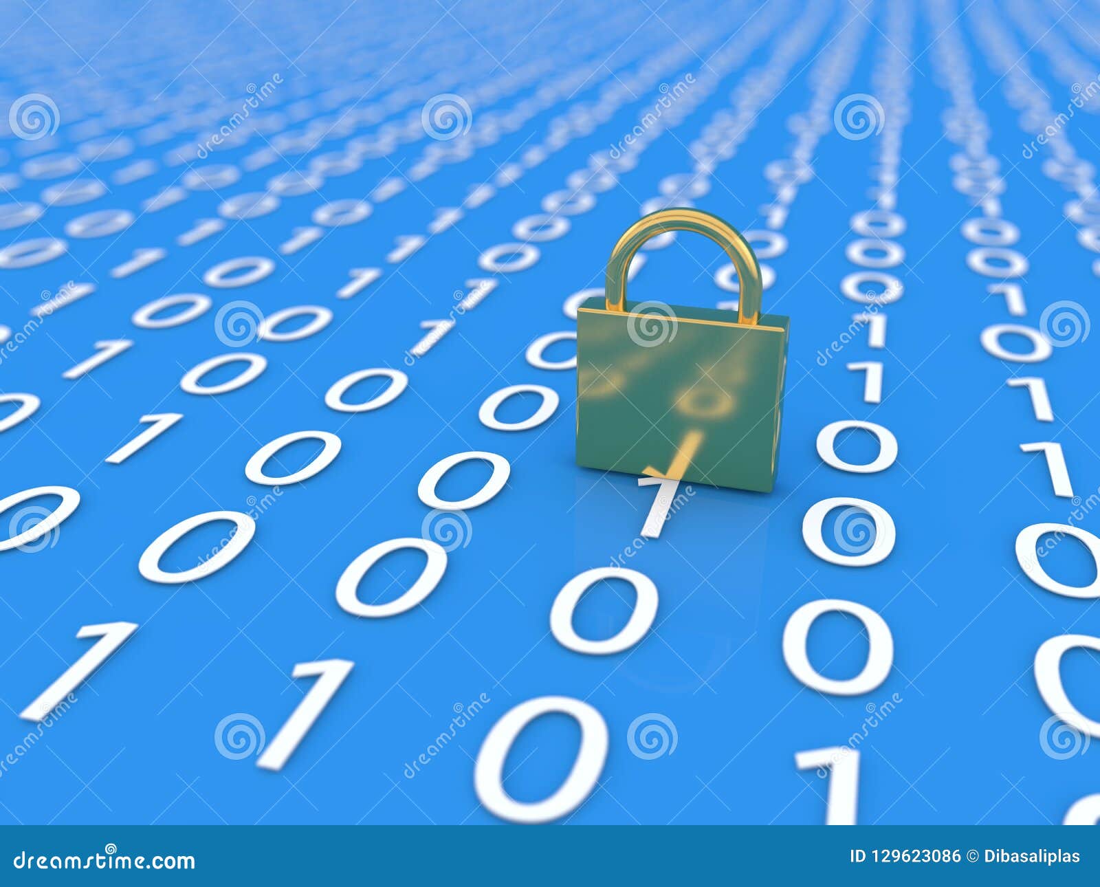 Security Lock on Digital Data Background . Stock Illustration ...