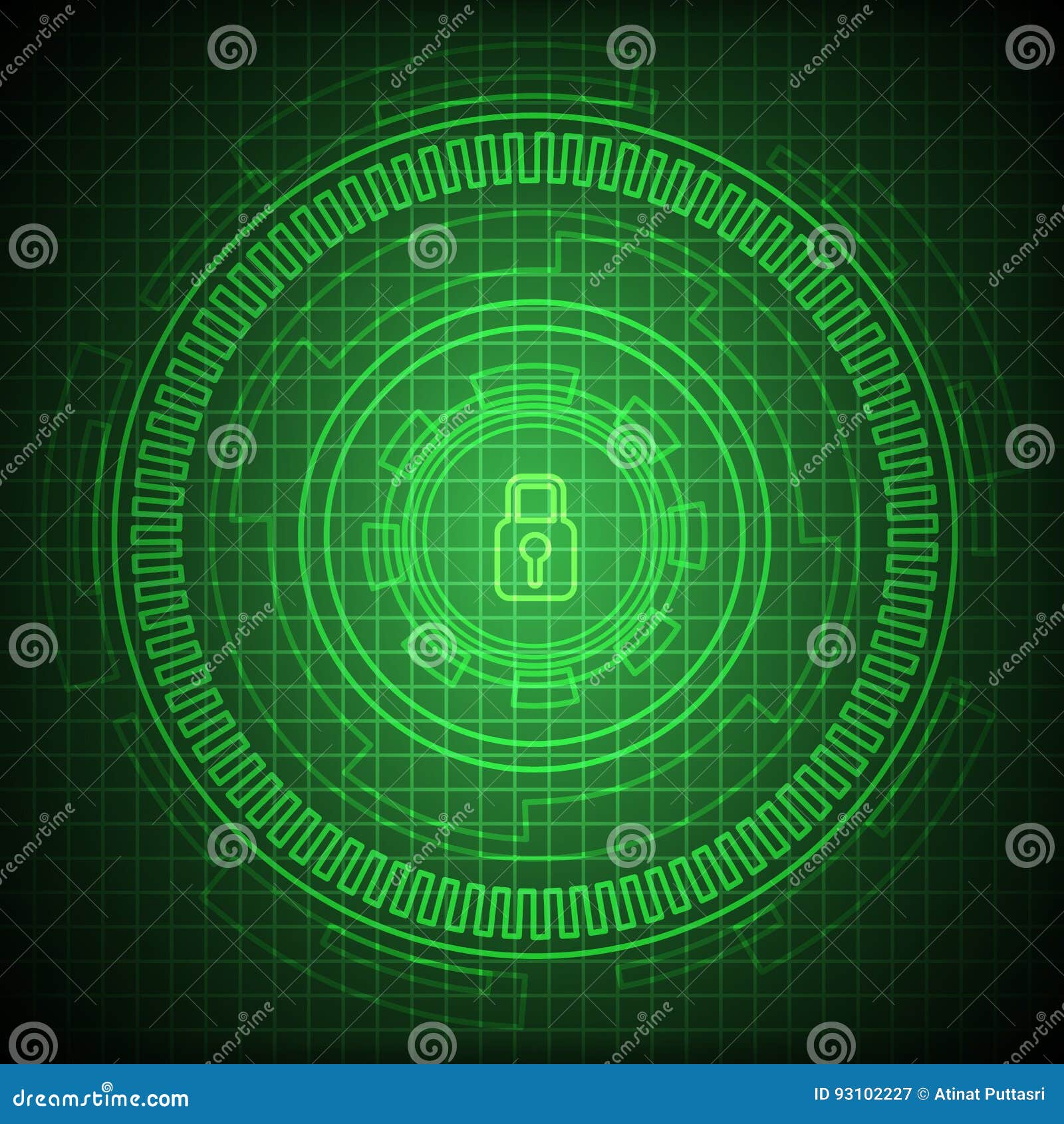 Security Lock on Digital Screen Stock Vector - Illustration of software ...
