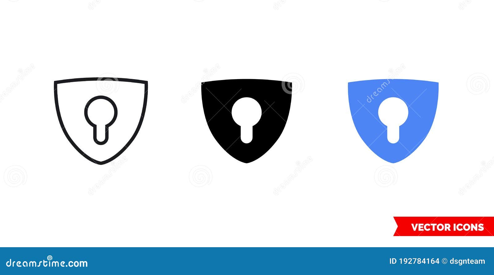 Security Lock Icon of 3 Types. Isolated Vector Sign Symbol. Stock ...
