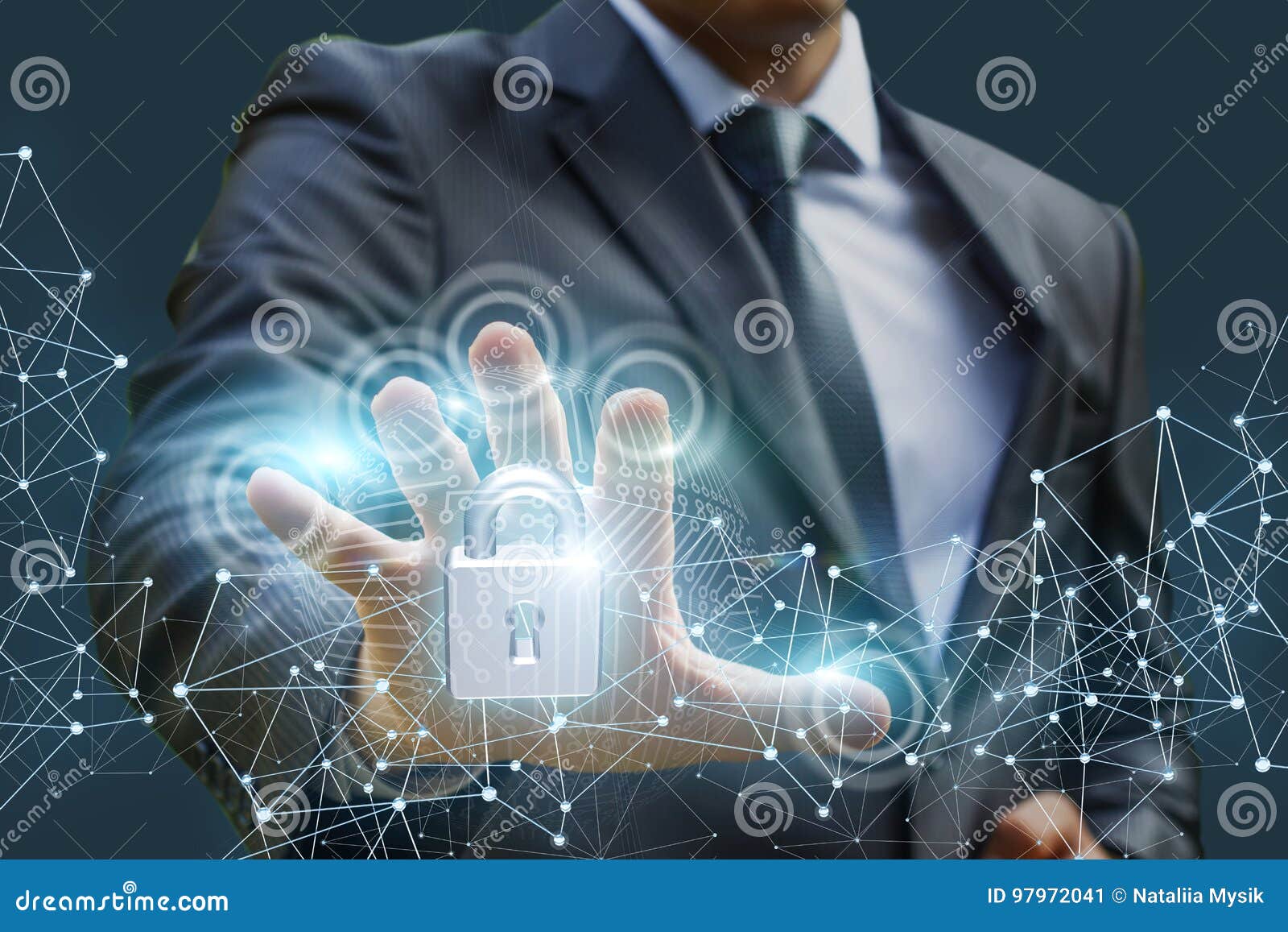 Security Lock is Installed on the Network. Stock Image - Image of ...