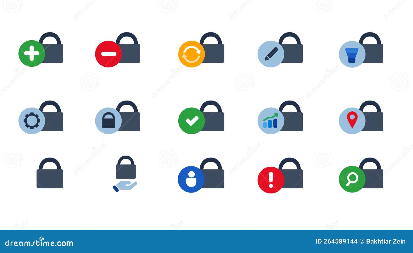 Security Lock Protection Safety Secured Icon Set Collection Isolated ...