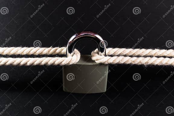 Security Lock Securing Rope Together Stock Photo - Image of password ...